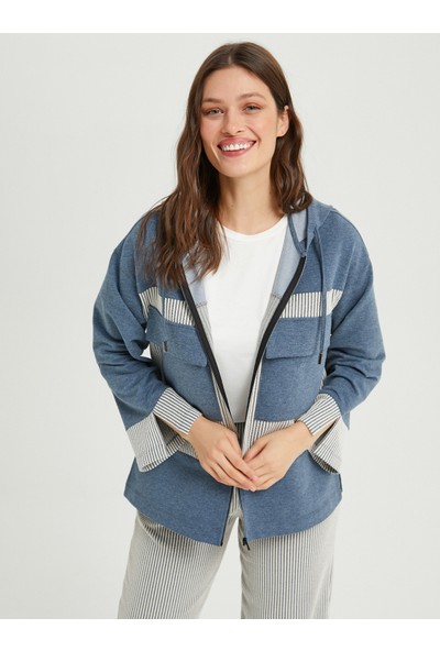 Faik Sönmez Çizgili Kumaş Garnili Cep Detaylı Sweatshirt 64184 Faik Sönmez Çizgili Kumaş Garnili Cep Detaylı Sweatshirt 64184