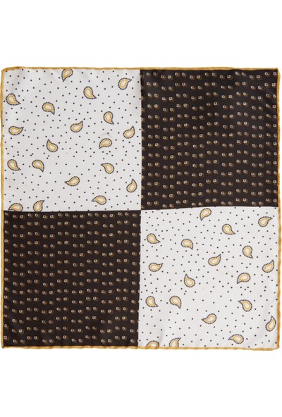 Altınyıldız Classics Erkek Siyah Beyaz Sarı Desenli Mendil Altınyıldız Classics Erkek Siyah Beyaz Sarı Desenli Mendil