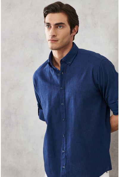 AC&Co / Altınyıldız Classics Comfort Fit Rahat Kesim Düğmeli Yaka Casual Gömlek AC&Co / Altınyıldız Classics Comfort Fit Rahat Kesim Düğmeli Yaka Casual Gömlek