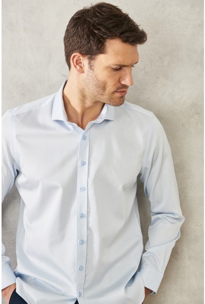 AC&Co / Altınyıldız Classics Slim Fit Dar Kesim Pamuk Italyan Yaka Klasik Gömlek