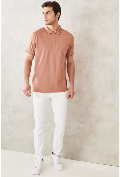 ALTINYILDIZ CLASSICS Erkek KIREMIT-BEJ Düğmeli Polo Yaka Cepsiz Slim Fit Dar Kesim Düz Tişört ALTINYILDIZ CLASSICS Erkek KIREMIT-BEJ Düğmeli Polo Yaka Cepsiz Slim Fit Dar Kesim Düz Tişört