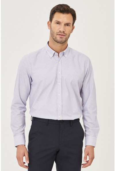AC&Co / Altınyıldız Classics Erkek BEYAZ HARDAL Slim Fit Dar Kesim Düğmeli Yaka Gömlek AC&Co / Altınyıldız Classics Erkek BEYAZ HARDAL Slim Fit Dar Kesim Düğmeli Yaka Gömlek