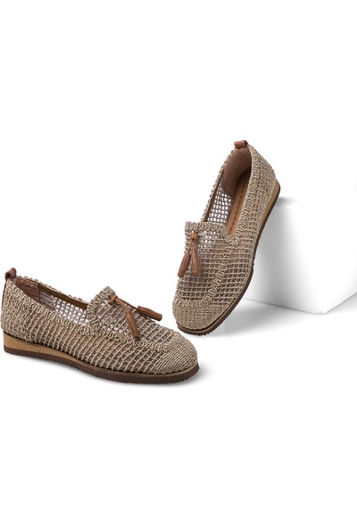 Sapin Kadın Püsküllü Örgü Ayakkabı Tam Kalıp Kullandığınız Beden Önerilir) 72111