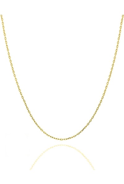 Midyat Gümüş Dünyası Hayalet Gümüş Üzeri Altın Kaplama Kolye Zinciri (1 Mm)