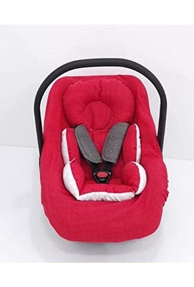 EKS Ticaret Bel Destekli Ortopedik Puset Minderi ve Çarşaf 2' Li Set, Gökkuşağı Serisi, Kırmızı