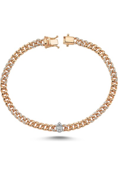 Altın Çizgi 0.73 Karat Pırlanta Monaco Bileklik