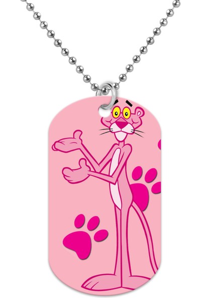 Rowalsi Pembe Panter Baskılı Gümüş Zincirli Künye/kolye TYT1731