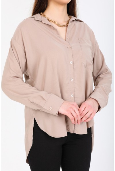Abis Arkası Uzun Taş Renk Gömlek