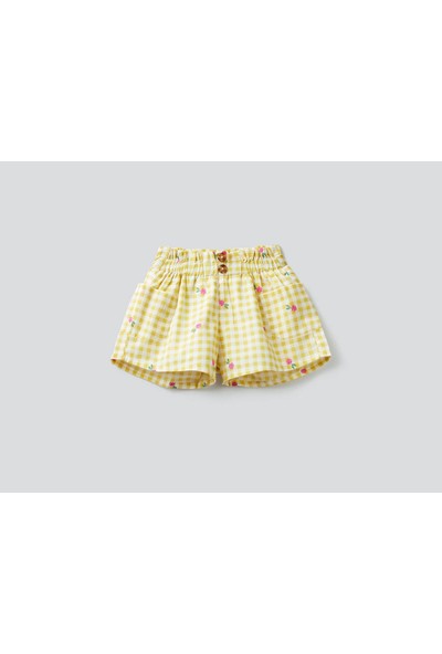 Benetton Çiçek Desenli Müslin Şort