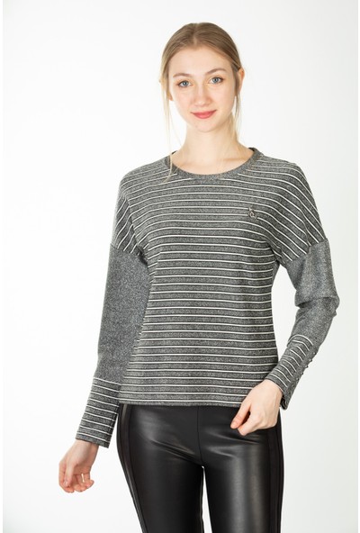 Sogo Cızgılı Tırnak Makaslı Bluz