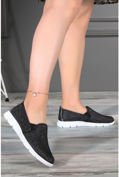 Woggo Msr Kot Lazer Desenli Günlük Kadın Spor Ayakkabı Siyah Woggo Msr Kot Lazer Desenli Günlük Kadın Spor Ayakkabı Siyah