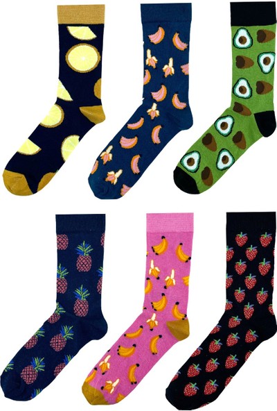 Belyy Socks Belyy Çok Renki Meyve Şöleni 6'lı Çorap Belyy Socks Belyy Çok Renki Meyve Şöleni 6'lı Çorap