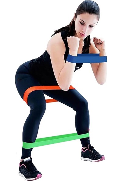 Turkish A2Z 5 Li Farklı Dirençte Aerobik Bandı Pilates Squat Çalışma Lastiği