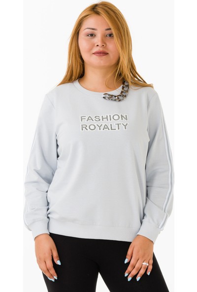Sogo Fashıon Royalty Yakası Zıncırlı Sweatshirt (223)