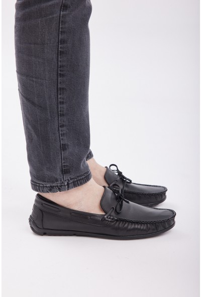 Derinet Siyah Hakiki Deri Erkek Loafer Ayakkabı