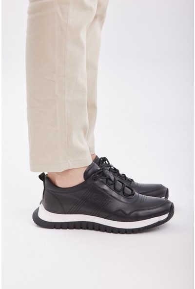 Derinet Siyah Hakiki Deri Erkek Spor Ayakkabı