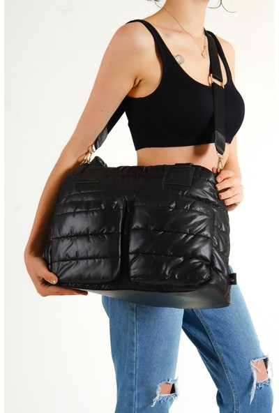 EFW Josefina Şişme Cepli Siyah Çanta