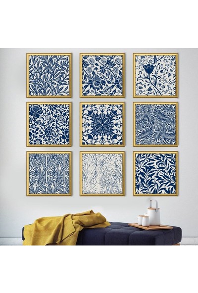 Araste Mavi Bitkiler 1 Çoklu Çerçeve ve Poster Seti -SNT1004