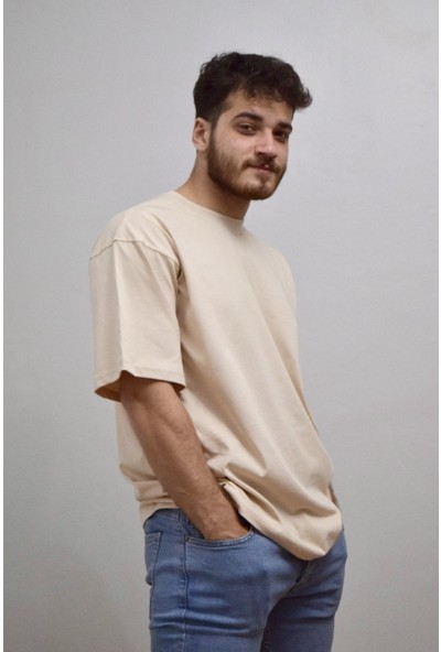 Arketeks Krem Bisiklet Yaka Comfort Oversize Düz T-Shirt / Oversize T-Shirt / Ünisex T-Shirt Arketeks Krem Bisiklet Yaka Comfort Oversize Düz T-Shirt / Oversize T-Shirt / Ünisex T-Shirt