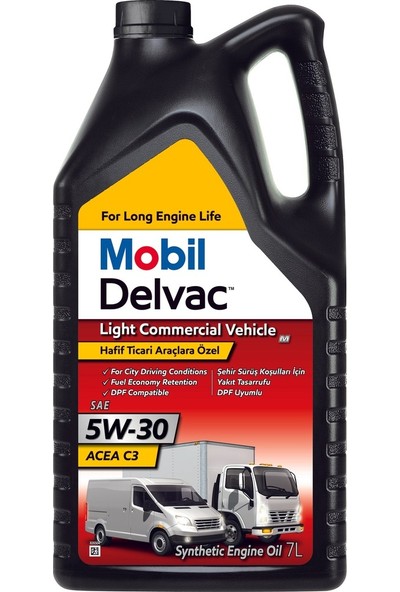 Mobil Delvac Lcv 5W-30 7 Lt (M) Hafif Ticari Araçlar Için Motor Yağı ( Üretim Yılı : 2021 )