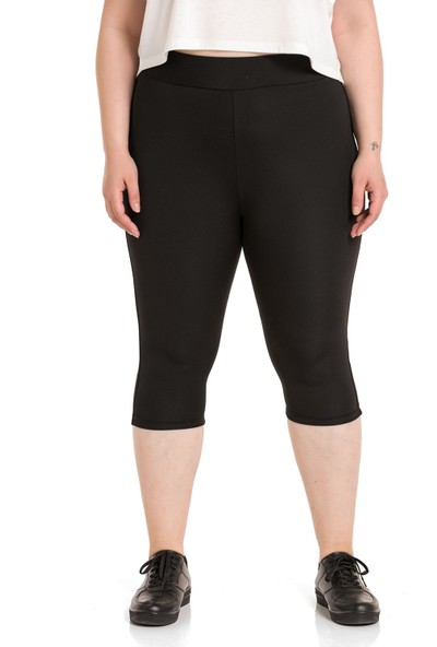 Disentis Modest Büyük Beden Beli Lastikli Karyoka Dikişli Diz Altı Siyah Bayan Tayt Disentis Modest Büyük Beden Beli Lastikli Karyoka Dikişli Diz Altı Siyah Bayan Tayt