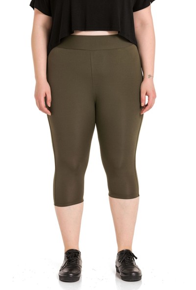 Disentis Modest Büyük Beden Beli Lastikli Karyoka Dikişli Diz Altı Haki Bayan Tayt Disentis Modest Büyük Beden Beli Lastikli Karyoka Dikişli Diz Altı Haki Bayan Tayt