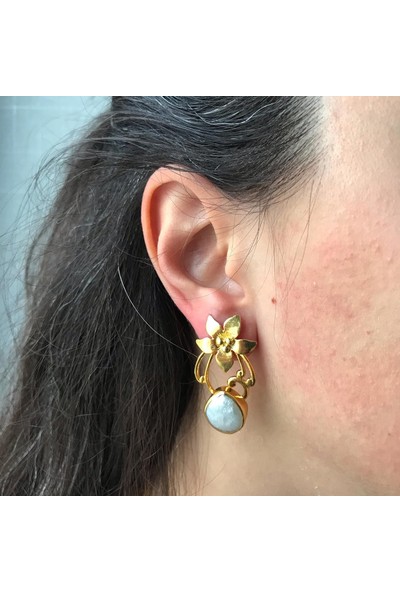 Melys Inci Tasarım Çiçek Gümüş Küpe