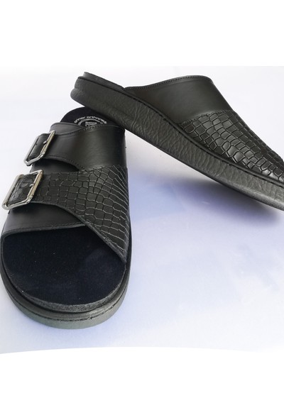 Vizor Erkek Demonte Önü Açık Tokalı Terlik Siyah Vizor Erkek Demonte Önü Açık Tokalı Terlik Siyah
