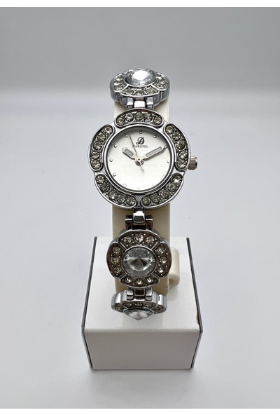 Darling Gümüş Renk Taşlı Şık DA537 Kadın Saati
