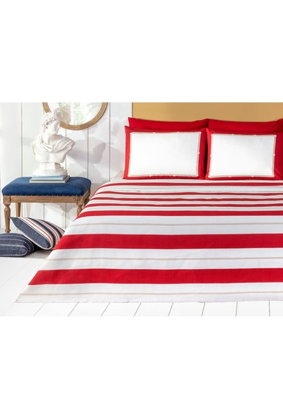 Madame Coco Chant Tek Kişilik Baskılı Pike Takımı - Kırmızı