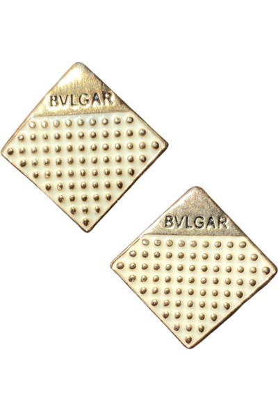 Kırmızı Sanat Evi Gold Kare Noktalı Bijuteri Küpe