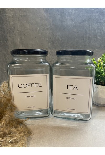 Zeze Desing Kahve ve Çay Kavanozu Cam Siyah Metal Kapak 1000ML