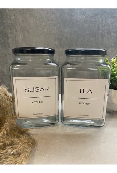 Çay ve Şeker Kavanozu Cam Siyah Metal Kapak 1000M