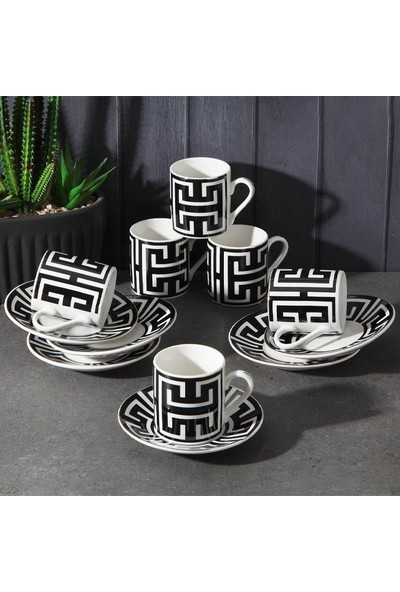 Perotti Aldon Siyah 6'lı Porselen Kahve Fincan Takımı