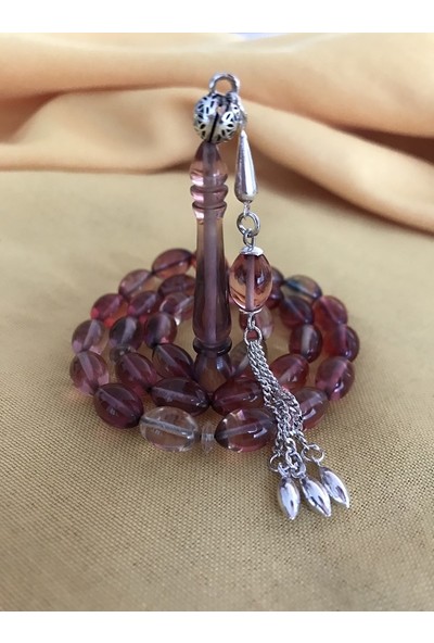 Şamil Tesbih Ateş Kehribar Tesbih 925 Ayar Gümüş Püsküllü Tesbih