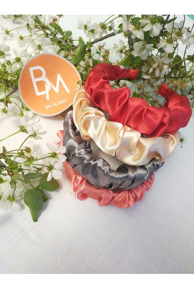 BM Ticaret 4'lü Saten Büzgülü Taç Seti