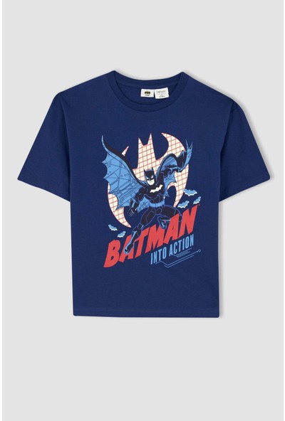 Erkek Çocuk Batman Lisanslı Oversize Fit Bisiklet Yaka Kısa Kollu TIŞÖRT X7185A622HS
