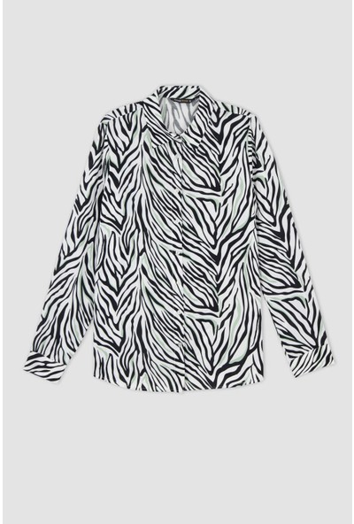 Regular Fit Gömlek Yaka Desenli Uzun Kollu GÖMLEK I8266AZ22SM