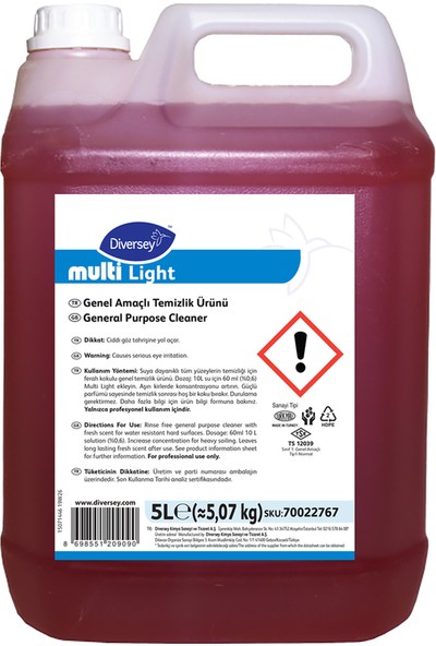 Diversey Multi Light Yüzey Temizleyici 5lt