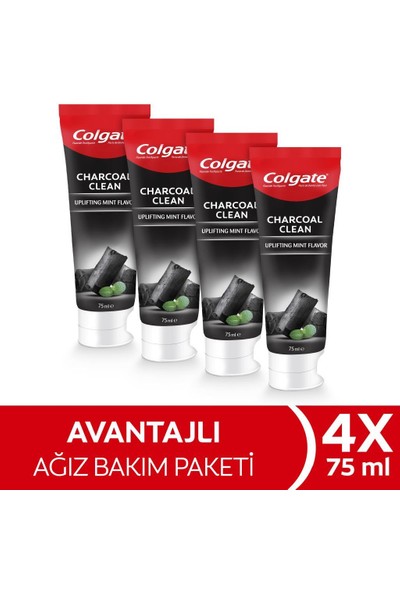 Colgate Süper Fırsat Paketi Charcoal Clean Nane Aroması Canlandırıcı Diş Macunu 75 ml x 4 Adet Colgate Süper Fırsat Paketi Charcoal Clean Nane Aroması Canlandırıcı Diş Macunu 75 ml x 4 Adet