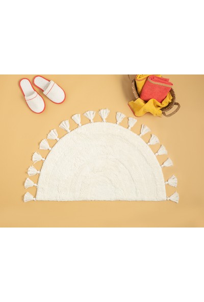 Luna Pamuklu Banyo Paspası 55X90 cm Ekru