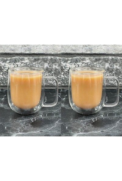 Yzhome 2'li Çift Cidarlı İki Katlı Cam Cidar Cam Kulplu Bardak Kupa 300 ml Yzhome 2'li Çift Cidarlı İki Katlı Cam Cidar Cam Kulplu Bardak Kupa 300 ml