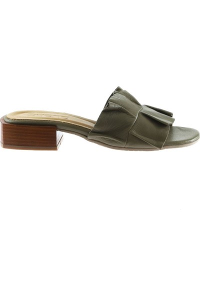 Bueno Shoes Haki Deri Kadın Topuklu Terlik Bueno Shoes Haki Deri Kadın Topuklu Terlik