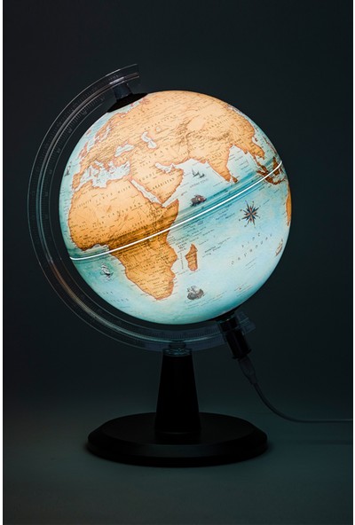 Gürbüz Yayınları Işıklı Antik Dünya Küresi Modern Seri 26 cm USB Kablo Hediyeli