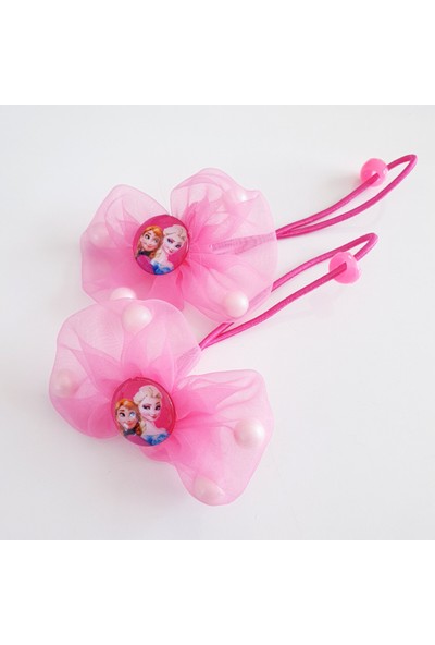 Magrib Karlar Kraliçesi Elsa Figürlü Incili Tüllü Kız Çocuk Ikili Lastik Toka