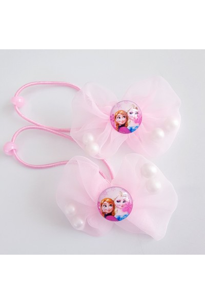 Magrib Karlar Kraliçesi Elsa Figürlü Incili Tüllü Kız Çocuk Ikili Lastik Toka