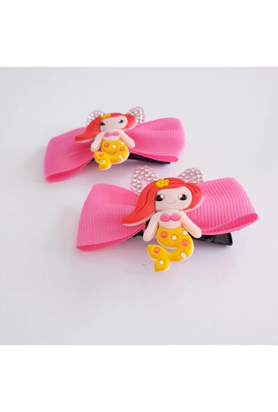 Magrib Prenses Deniz Kızı Figürlü Tavşan Kulaklı Fiyonklu Kız Çocuk Ikili Mandal Toka