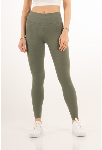 İncebelli Collection Kadın Haki Yeşil Kaşkorseli Tayt
