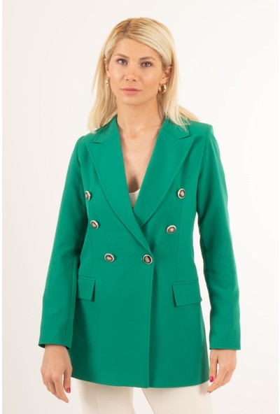 Hayal Kadın Yeşil Düğmeli Ceket