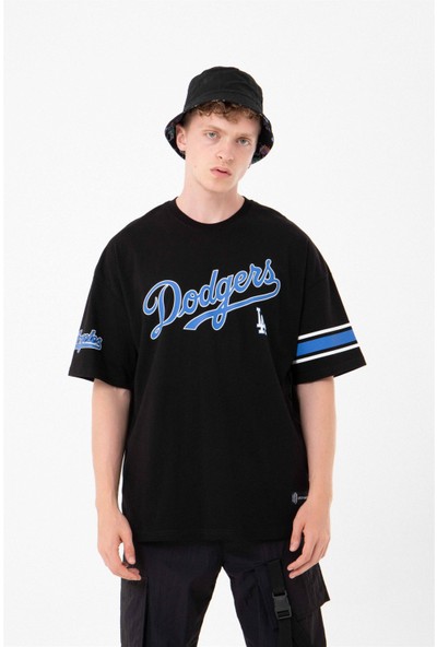 Silver Belt Textil Dodgers La Siyah Oversize T-Shirt